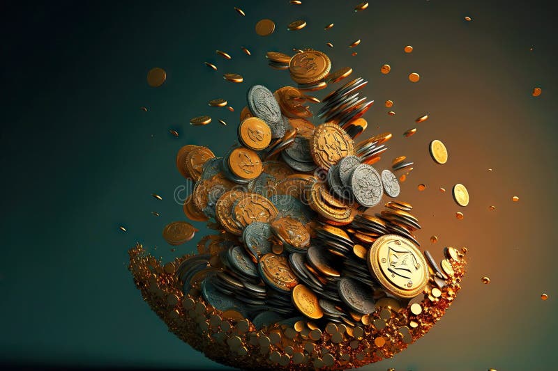 Image of Wealth and Fortune in Form of Coins Falling into Heap Stock ...