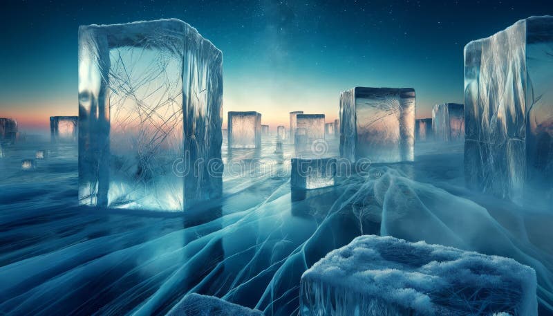 Ice Prisms at Dawn stock illustration. Illustration of snow - 323179998