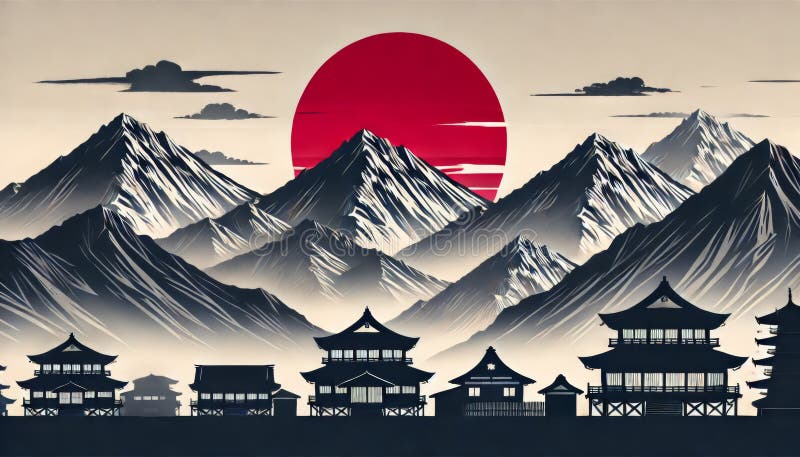 Japanese Mountainscape Stock Illustrations – 98 Japanese Mountainscape ...