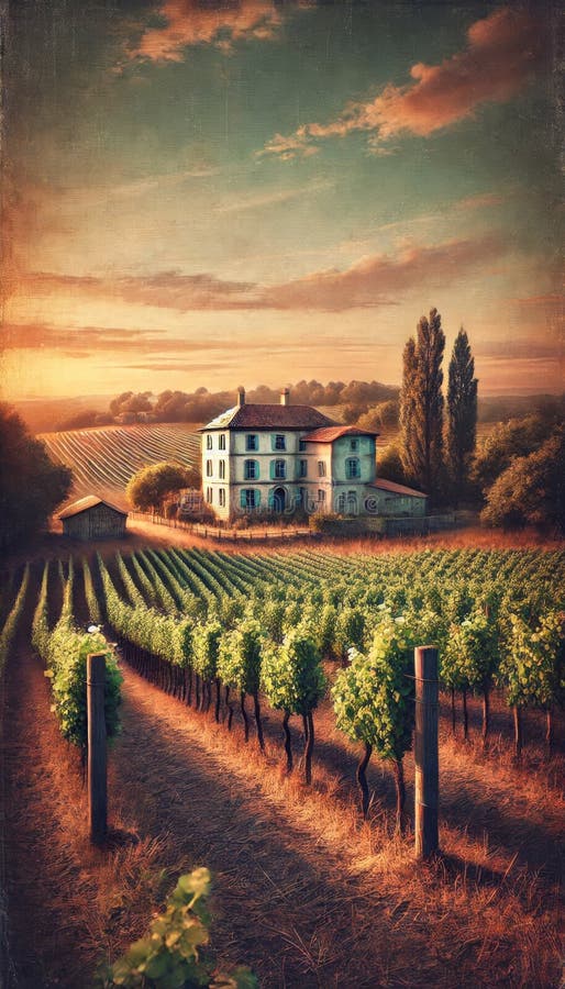 Historical Vineyard Panorama Stock Illustration - Illustration of ...