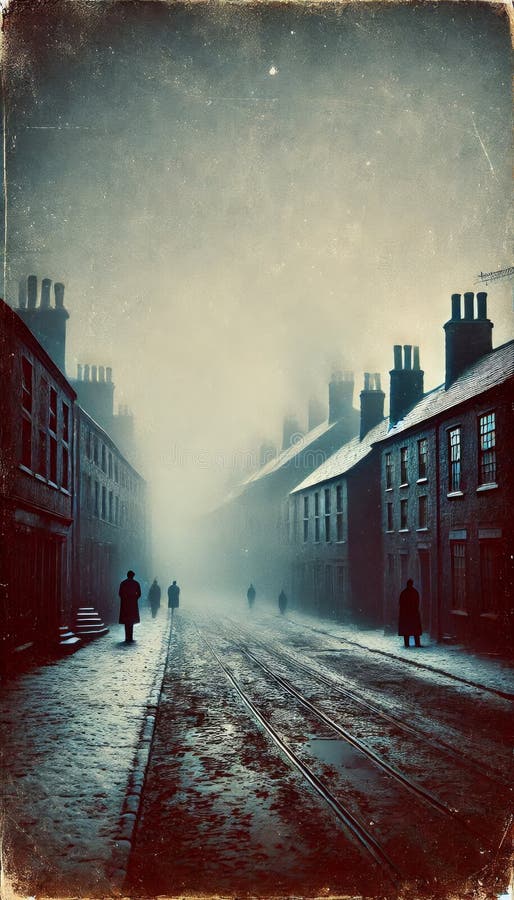 Foggy English Street stock illustration. Illustration of gloomy - 328628724