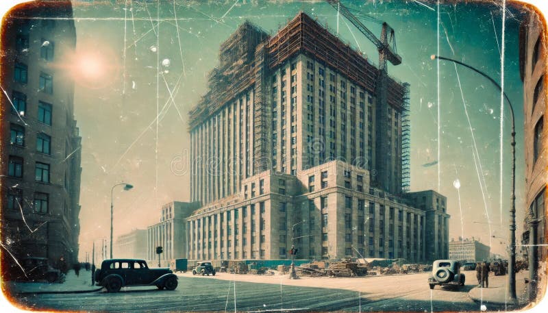 20th Century Construction stock illustration. Illustration of ...