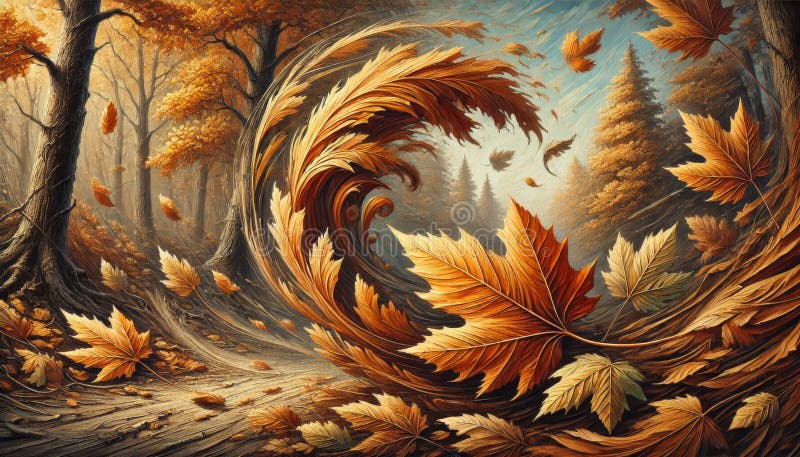 Artistic Fall Leaves in Whirlwind Stock Illustration - Illustration of ...