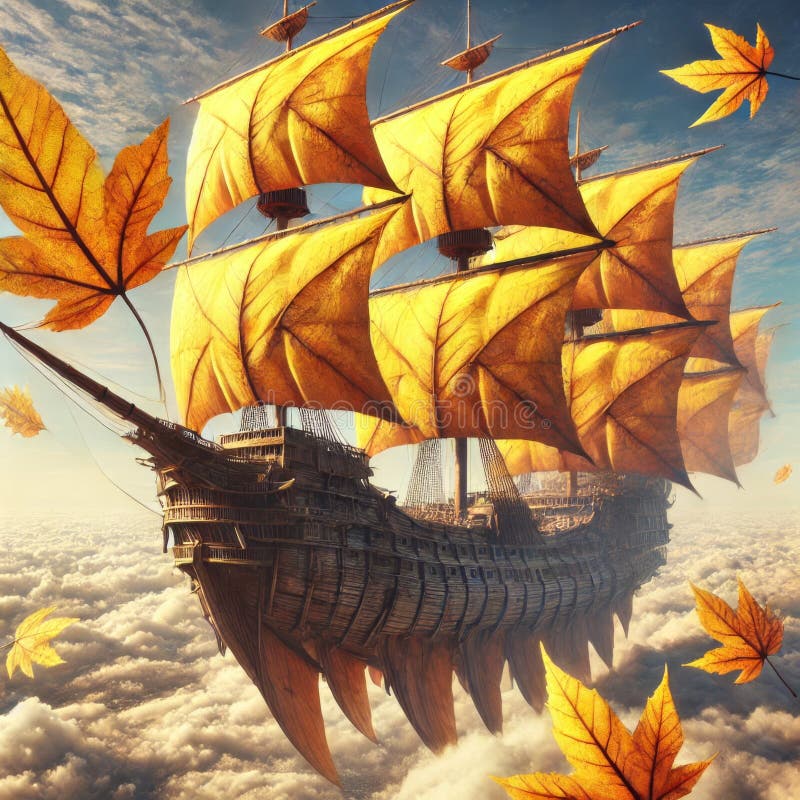 Autumn Leaves Carry the Wind Stock Illustration - Illustration of ...