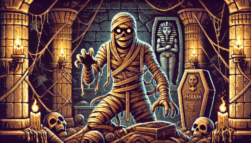 Mummy Rising in Ancient Egyptian Ruins Stock Illustration ...