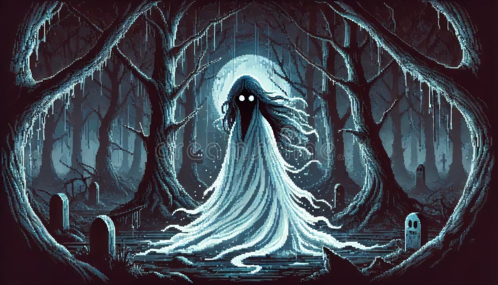 Creepy Girl in Haunted Forest Stock Illustration - Illustration of ...