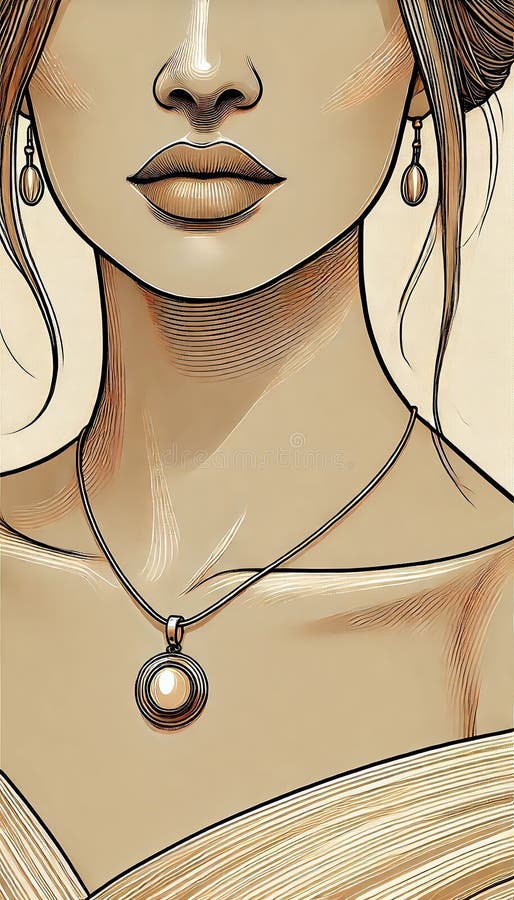 Elegant Pendant Line Art stock illustration. Illustration of chic ...