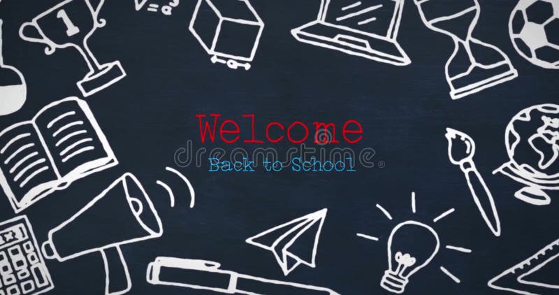 Image of Welcome Back To School Text Over School Items Icons Stock ...
