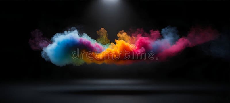 Multicolored Cloud on Black Background – Abstract Atmospheric ...