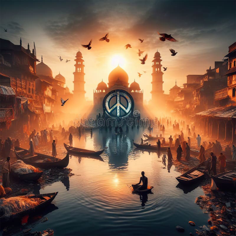 Image in Which All Humanity on Earth Lives in Peace. Peace Around the ...