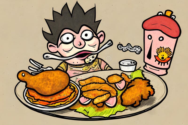 Image of a Whimsical Art Brut Style of Cartoon Characters Devouring on ...