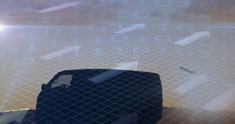 Image of White Arrows, Binary Coding, Van and Delivery Man with ...