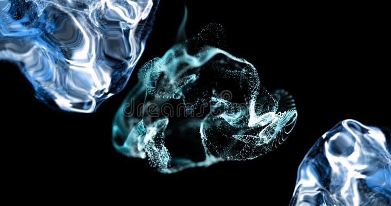 Image of White and Blue Particles and Liquids Moving on Black ...