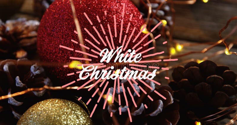 Image of White Christmas Text Over Christmas Decorations Stock Image ...