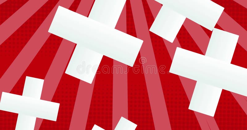 Image of White Crosses Falling Over Red Spinning Stripes Stock ...