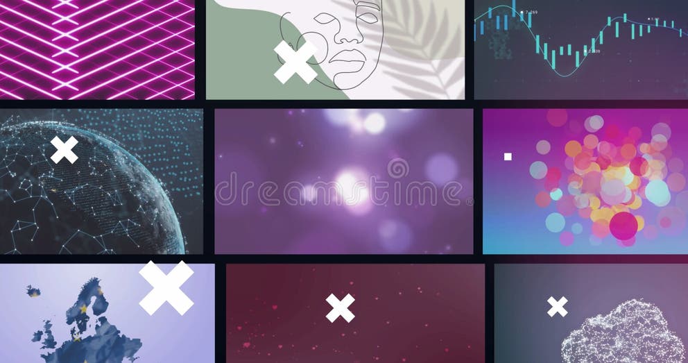 Image of White Crosses Over Multiple Screens of Communication ...