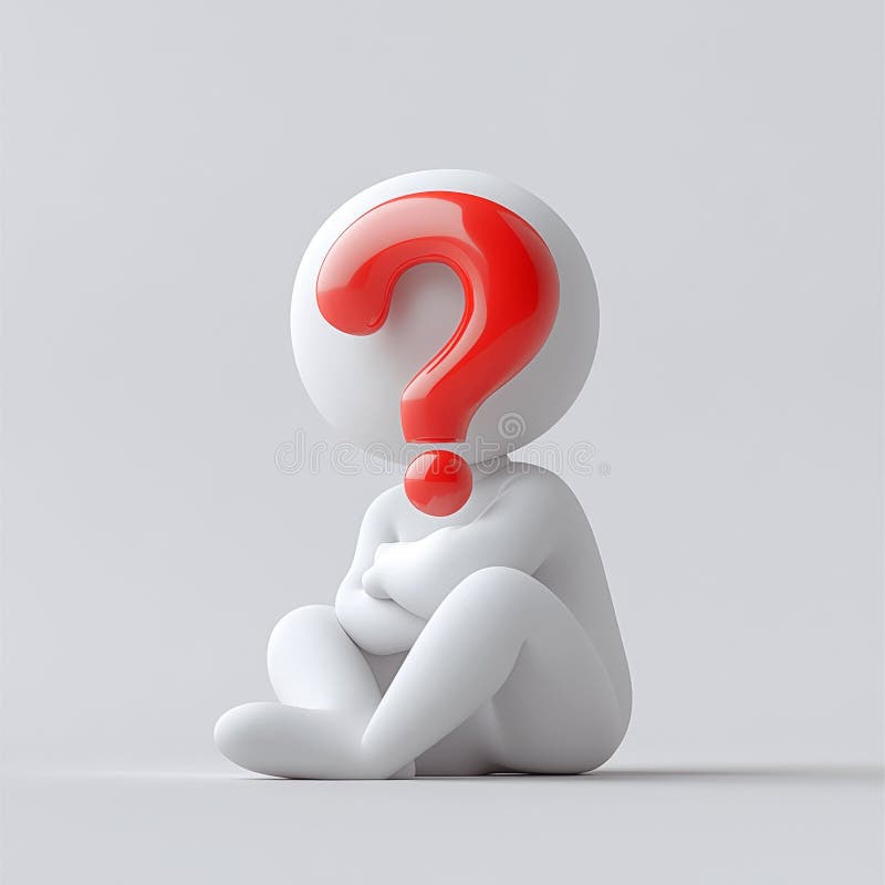 In this Image, a White Figure is Depicted in a Thoughtful Pose ...