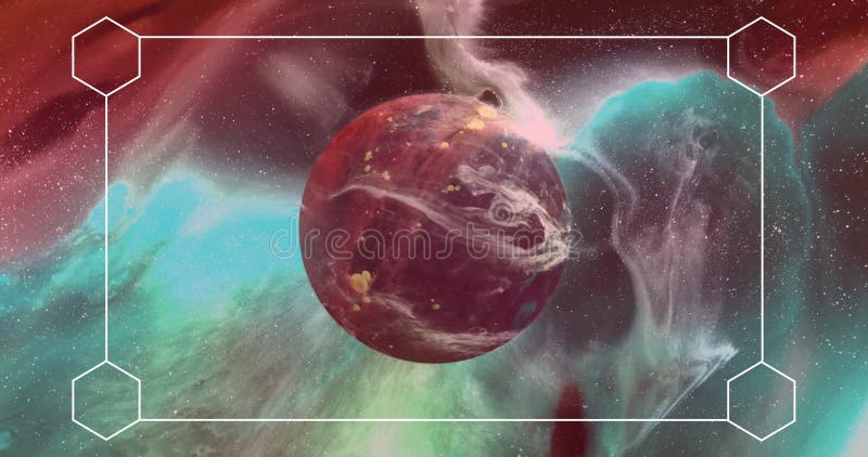 Image of White Frame Over Planet on Sky with Stars Stock Illustration ...