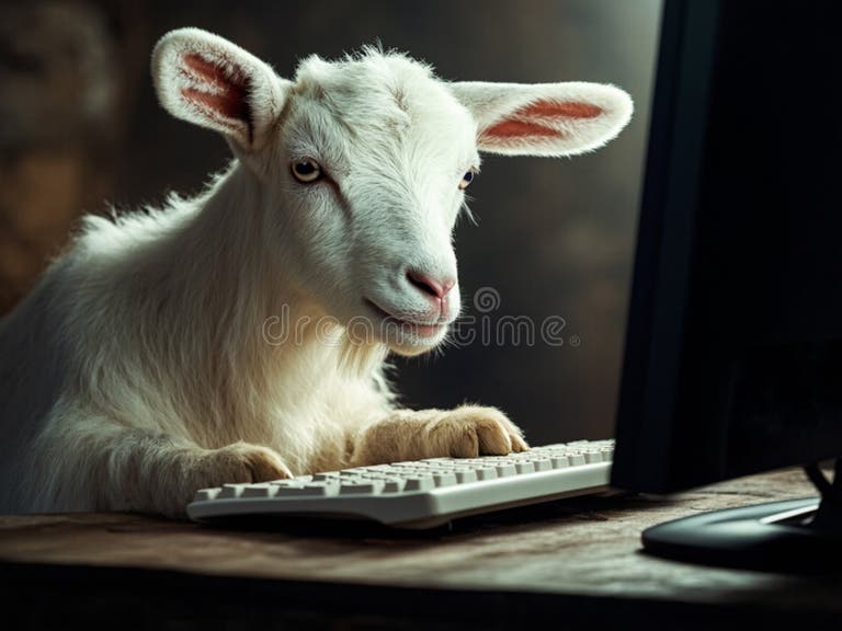 Goat Using Computer stock illustration. Illustration of visible - 365065956
