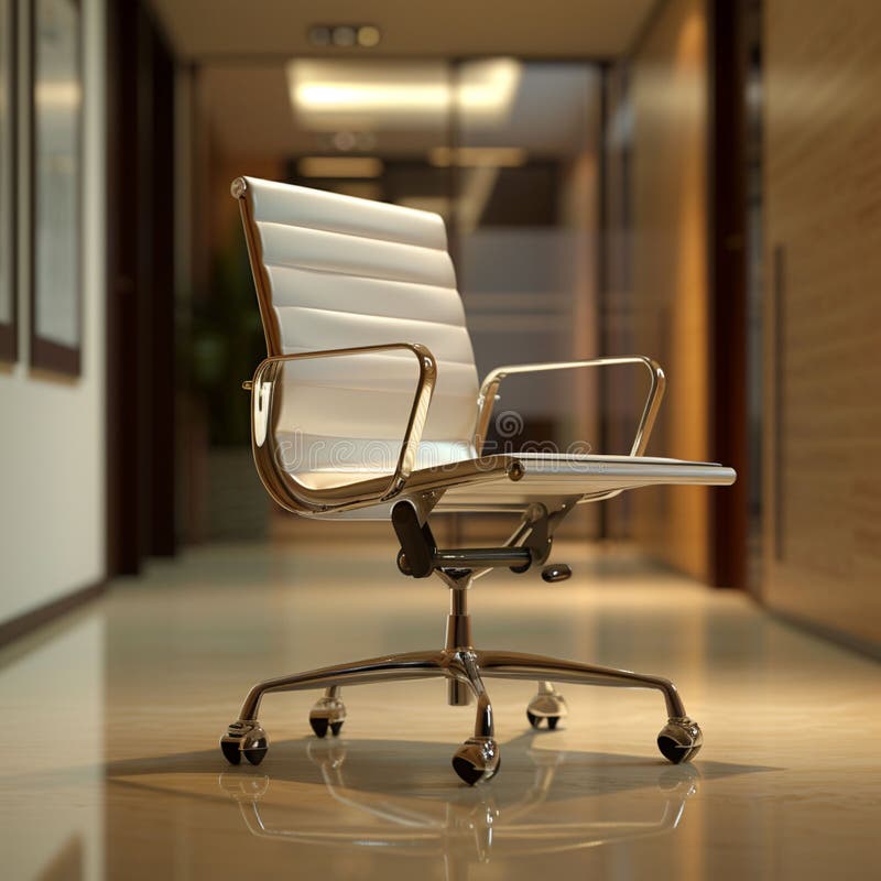 White Office Chair in Modern Hallway Stock Illustration - Illustration ...