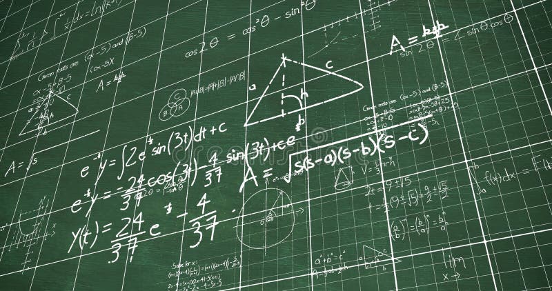 Image of White Mathematical Equations and Diagrams Over Grid Pattern ...