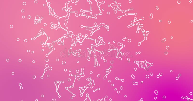 Image of White Network of Connections Spinning Over Pink Background ...