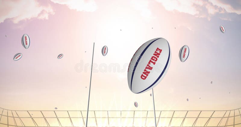 Image of White Rugby Balls with England Text at Stadium Stock ...