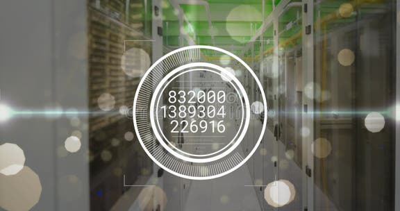 Image of White Spots and Changing Numbers Over Round Scanner Against ...