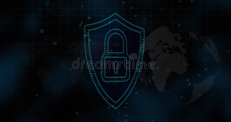 Image of White Spots Over Security Padlock Icon Against Spinning Globe ...