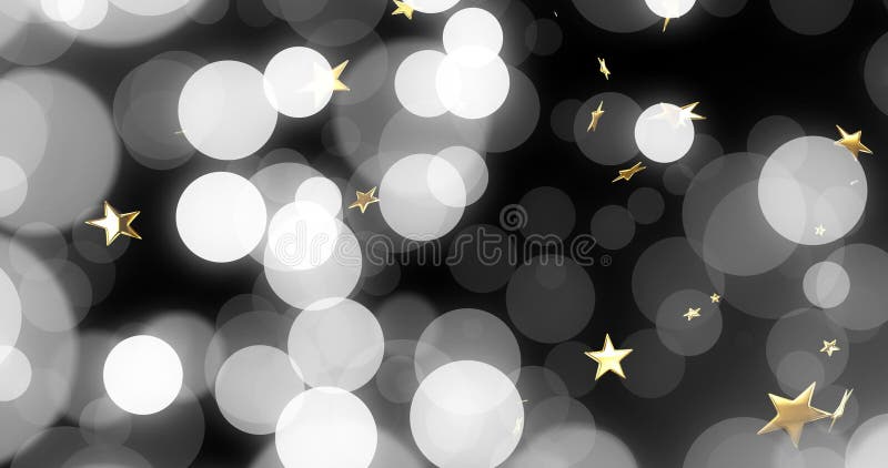 Image of White Spots and Stars Moving on Black Background Stock ...