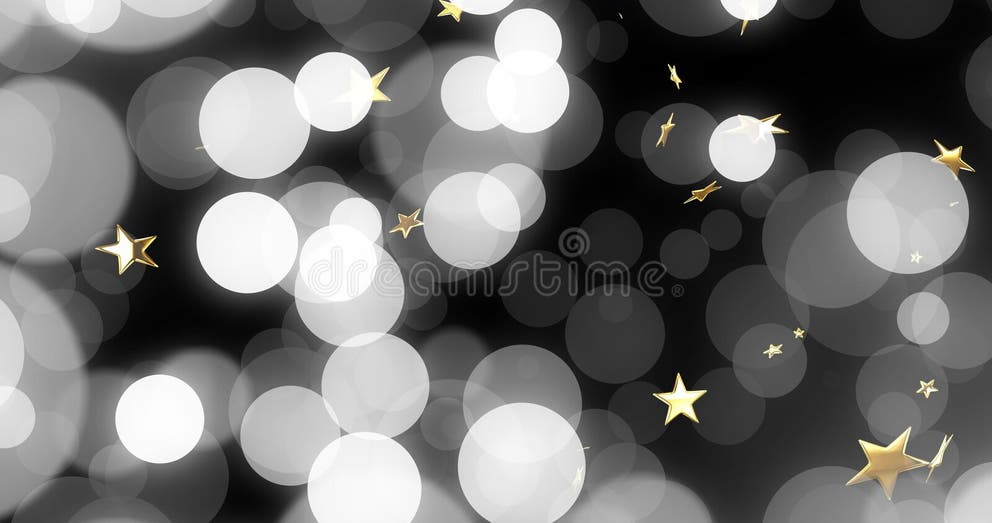 Image of White Spots and Stars Moving on Black Background Stock ...