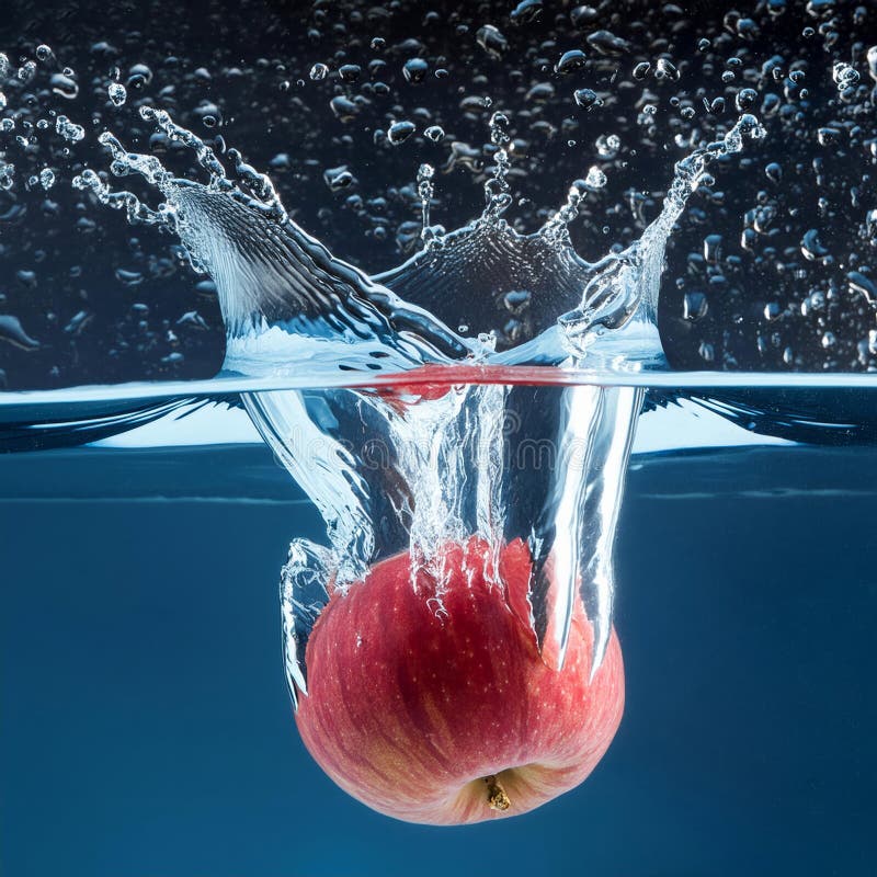 Image of Whole Apple Falling into Water with Splashes , Generated by AI ...