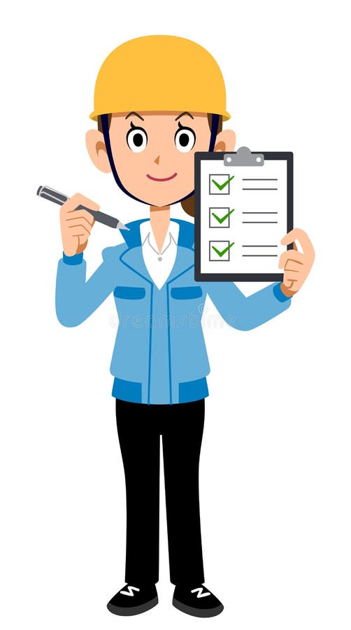 Whole Body of a Woman at a Construction Site with a Check Sheet Stock ...