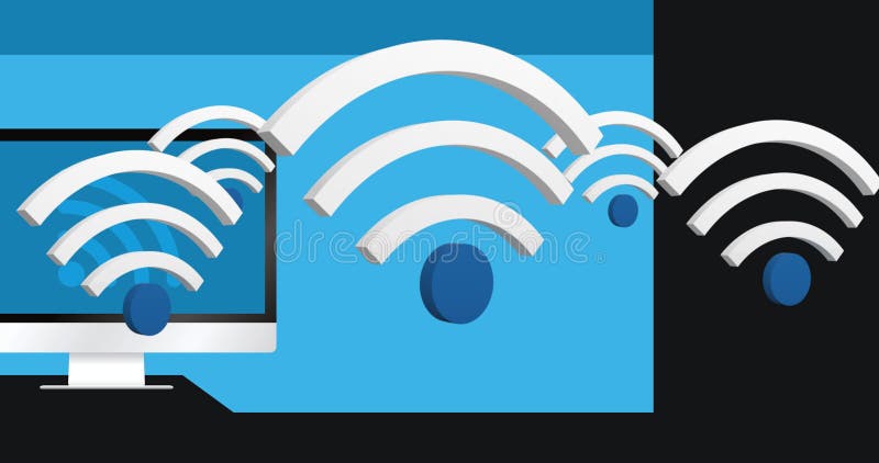 Image of Wifi Icons Over Computer Stock Illustration - Illustration of ...