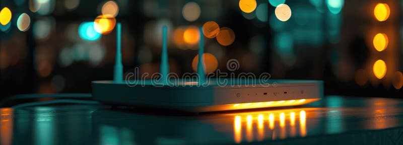 An Image of a Wireless Router with a Bright Light Above it Stock ...