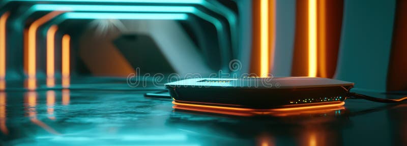 An Image of a Wireless Router with a Bright Light Above it Stock ...