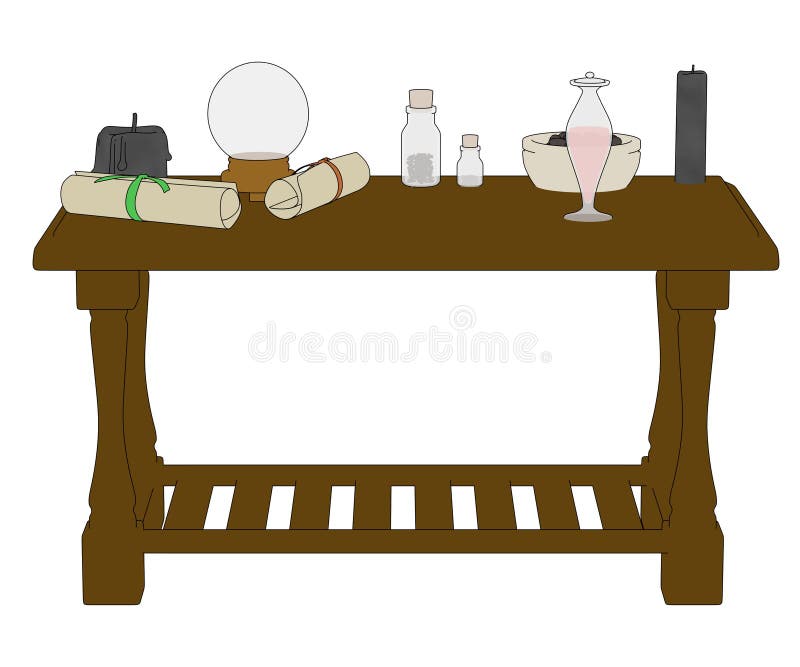 Image of witch table stock illustration. Illustration of tools - 35780558