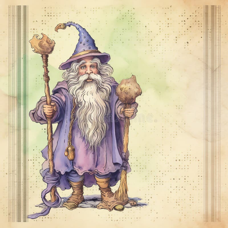 Wizard Fantasy Old Paper, Junk Journal Digital Paper Stock Illustration ...