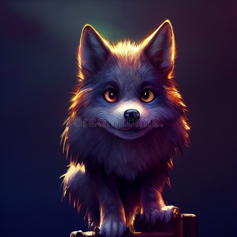 Image of a Wolf Drawn in Pixar Style Stock Illustration - Illustration ...