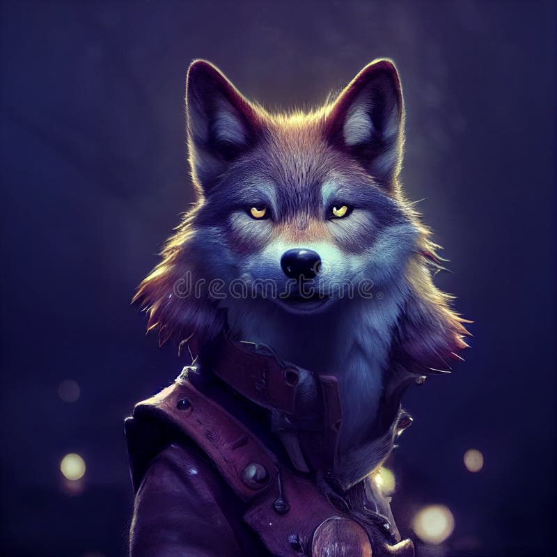 Image of a Wolf Drawn in Pixar Style Stock Illustration - Illustration ...