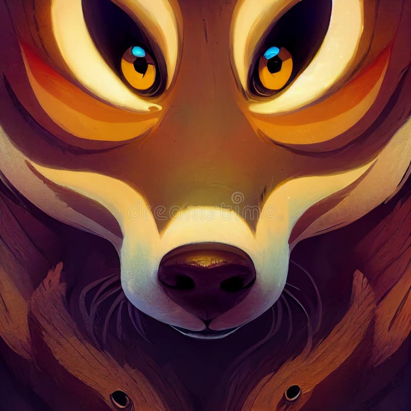 Image of a Wolf Drawn in Pixar Style Stock Illustration - Illustration ...