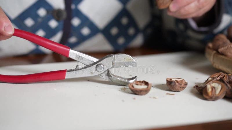 A Woman Breaking Walnuts with a Nutcracker Stock Video - Video of ...