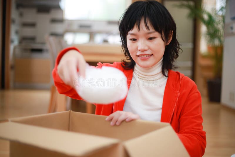 Woman packing work stock image. Image of frima, delivery - 242474735