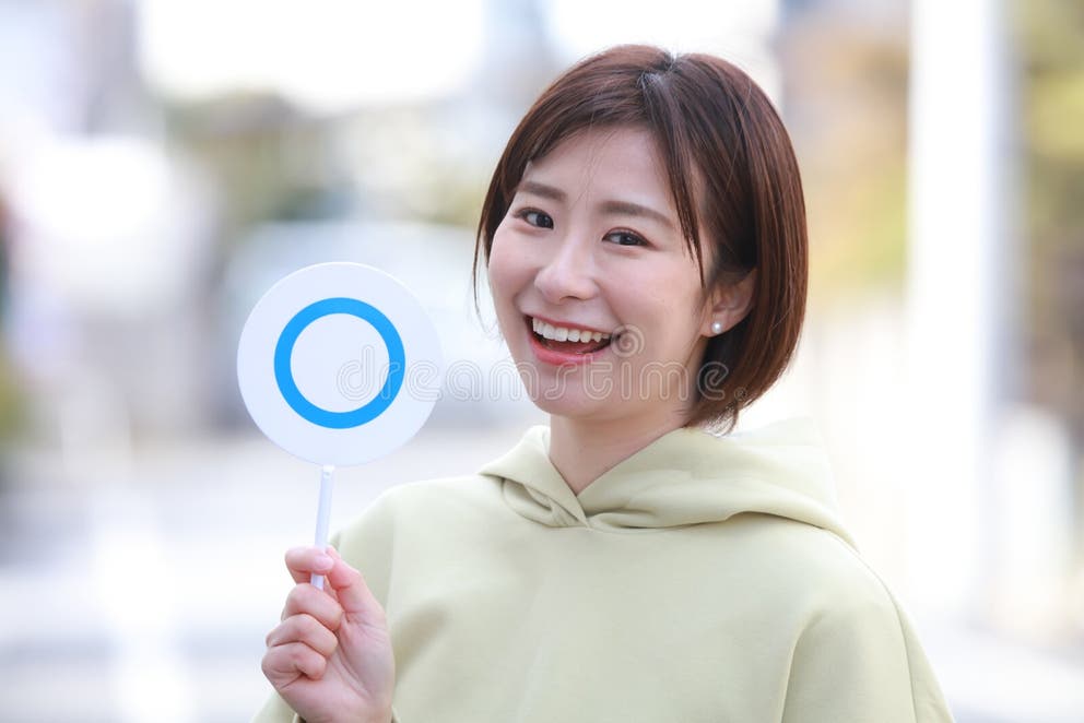 Woman with a round bill stock photo. Image of city, character - 241904516