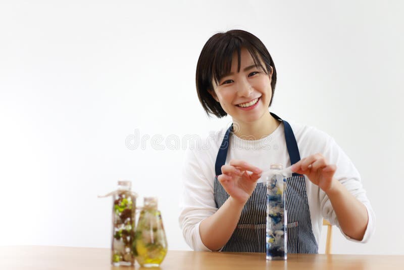 Woman making herbarium stock photo. Image of herbalium - 244101640