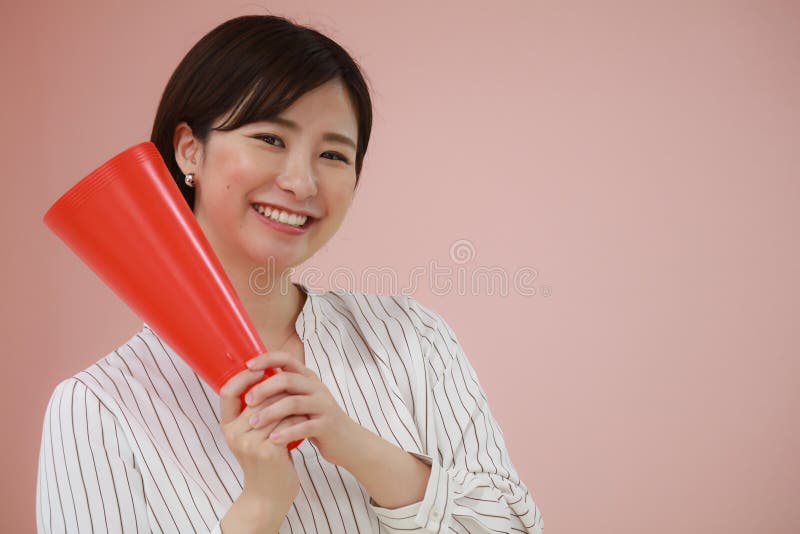 Female with a megaphone stock photo. Image of female - 238623512
