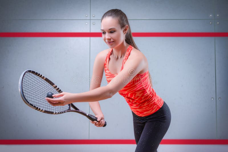Image of a Woman Playing Squash. Sports Concept Stock Photo - Image of ...
