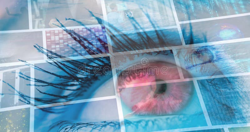 Image of Woman S Eye and Data Processing on Screens Stock Photo - Image ...