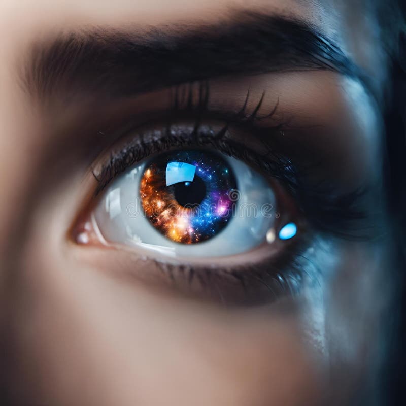 An Image of a Woman S Eye with a Space - Themed Pupil Stock ...