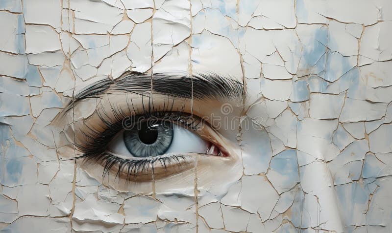 Image of a Woman S Face with Cracked Texture. Stock Image - Image of ...